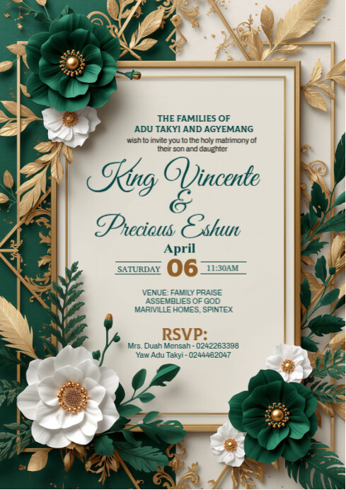 White Illustrative Wedding Invitation Template A4 | PosterMyWall