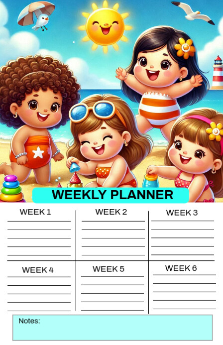 White Illustrative Weekly Planner Invitation Template Design Tabloid ...
