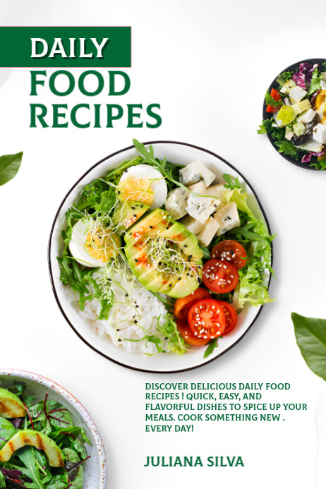 White Illustrative White Background Gradient Daily Food Recipes Poster ...