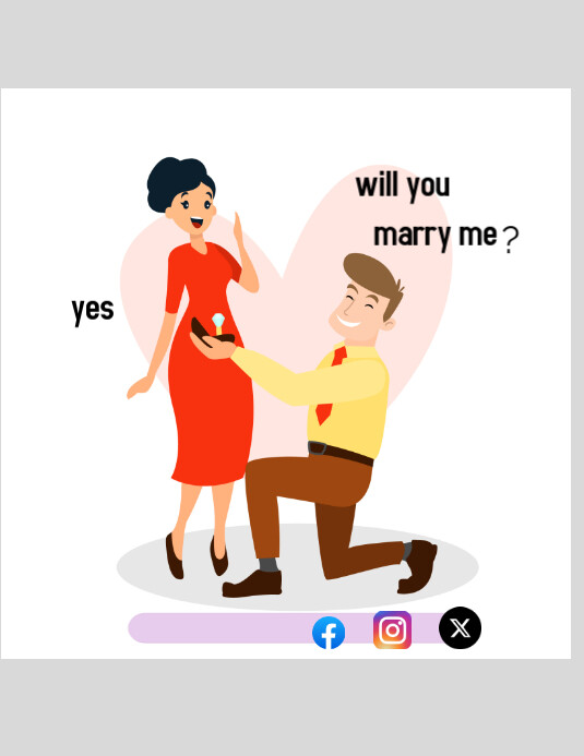 White Illustrative Will You Marry Me Flyer (us Letter) Template ...