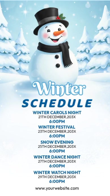 White Illustrative Winter Festival Schedule Instagram Story Template ...