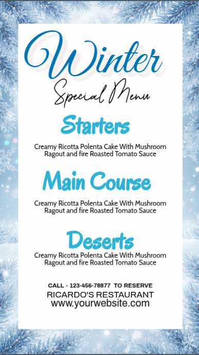 White Illustrative Winter Food Menu Facebook Story Template | PosterMyWall