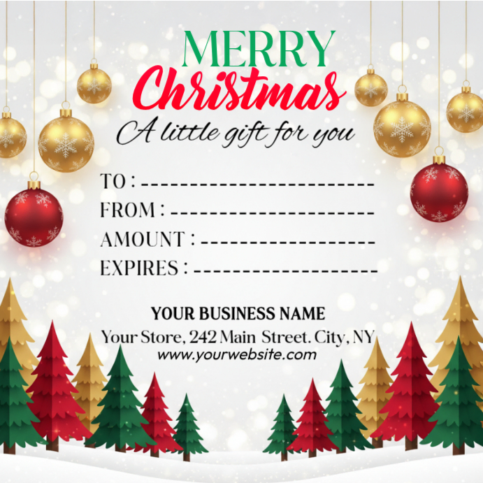 White Illustrative Winter Gift Certificate Instagram Post Template ...
