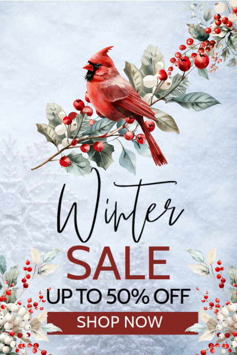 White Illustrative Winter Sale Poster Template | PosterMyWall