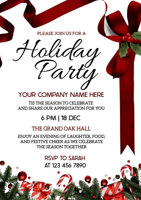 White Illustrative Work Holiday Party Invitation Company Christmas ...