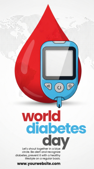 White Illustrative World Diabetes Day Instagram Story Template ...