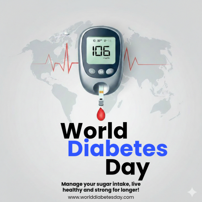 White Illustrative World Diabetes Day Instagram Post Template ...