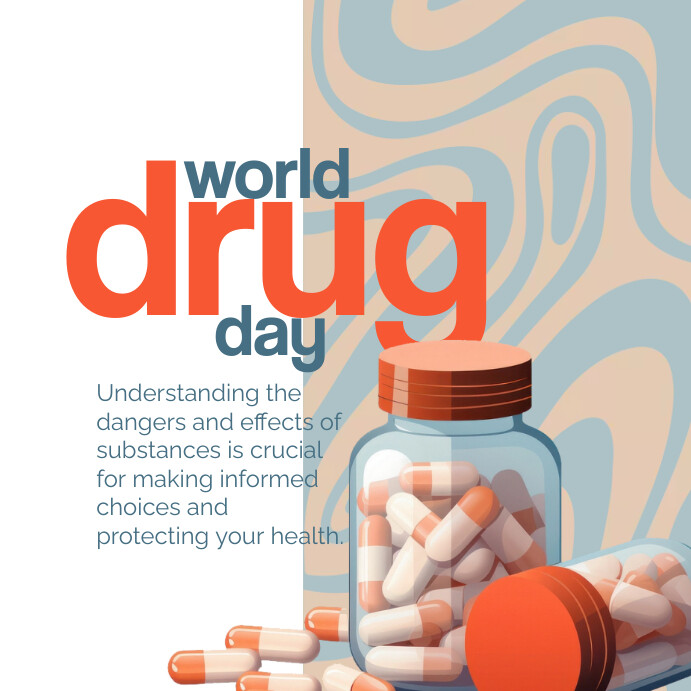 White Illustrative World Drug Day Instagram Template | PosterMyWall