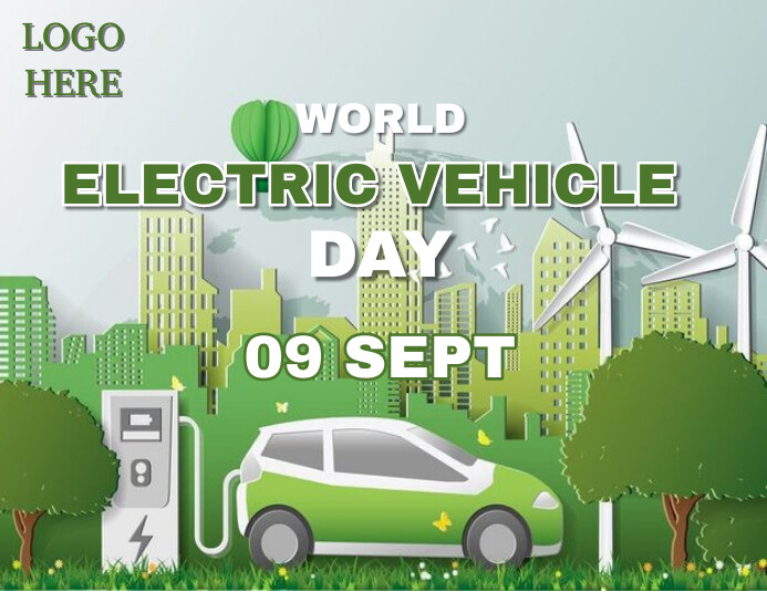 White Illustrative World Electric Vehicle Day Template | PosterMyWall