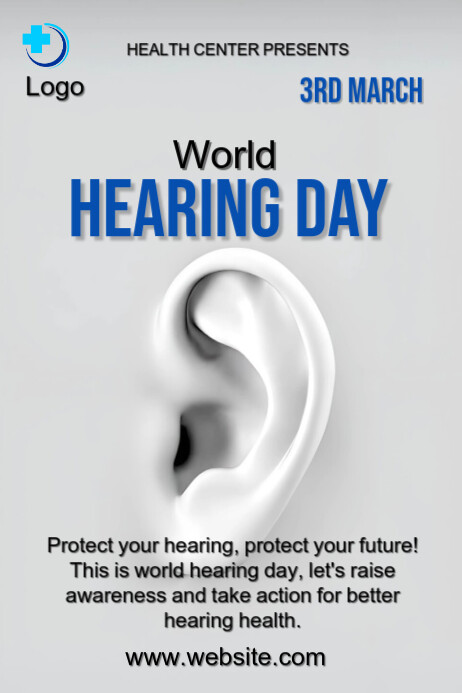 White Illustrative World Hearing Day Poster Template | PosterMyWall