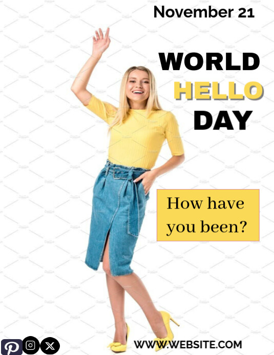 Plantilla de White Illustrative World Hello Day Template Flyer (us ...