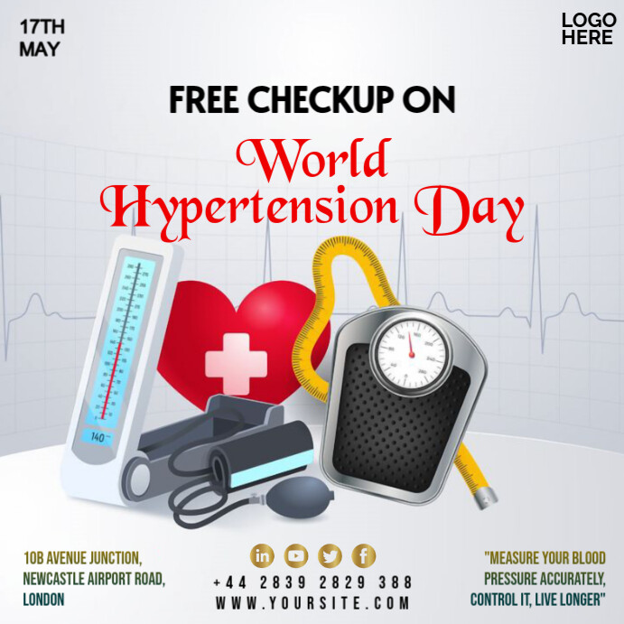White Illustrative World Hypertension Day Free Checkup Ad Instagram ...