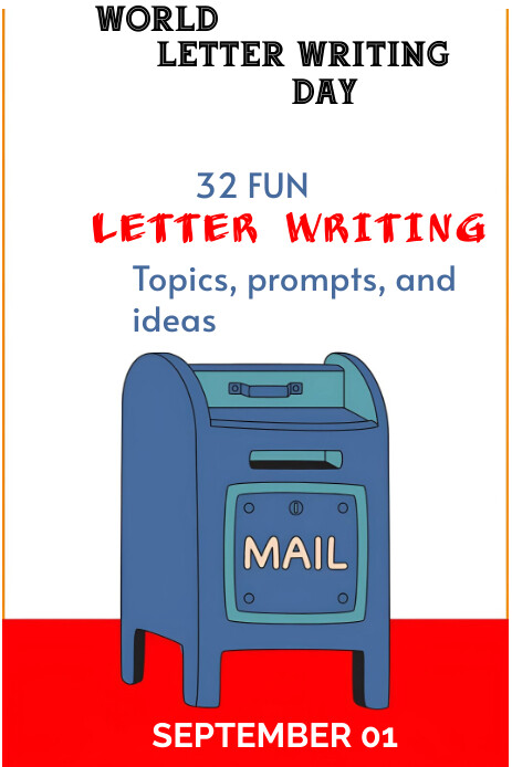 White Illustrative World Letter Writng Day Pi Templat | PosterMyWall