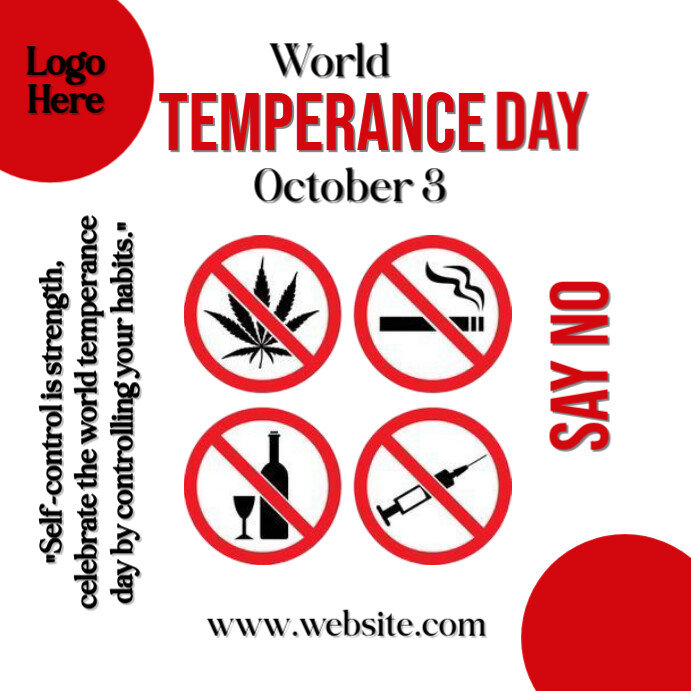 Copy of White Illustrative World Temperance Day Instagram Post ...