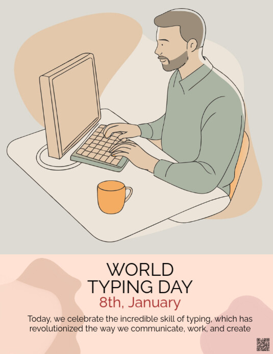 White Illustrative World Typing Day Flyer (us Letter) Template ...