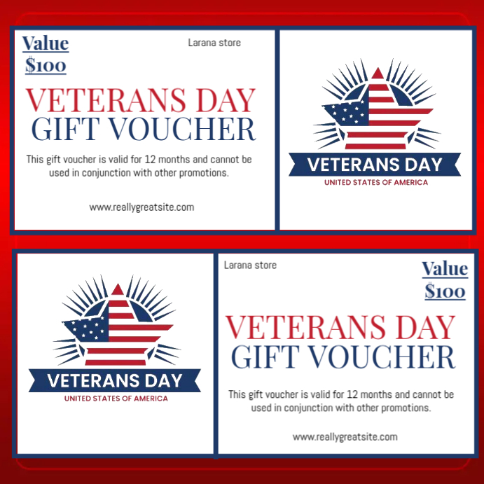 Copy of White Illustrativec veterans day Gift Voucher Instagram Post ...