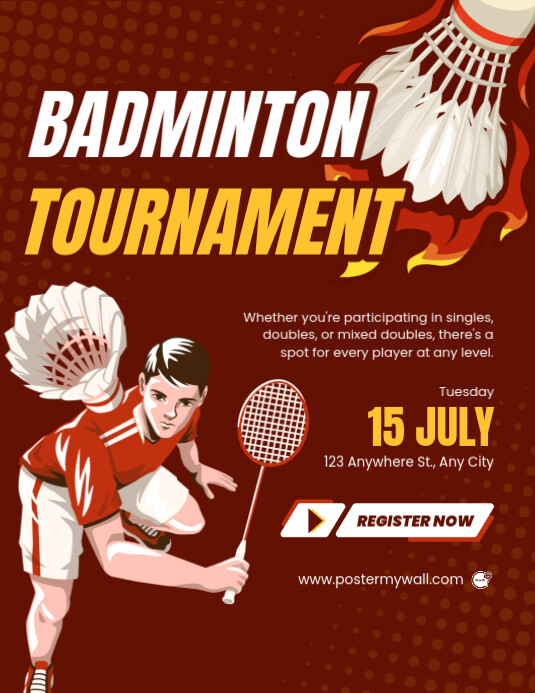 Copy of White Ilustratif Badminton Tournament Pamflet (letter As ...