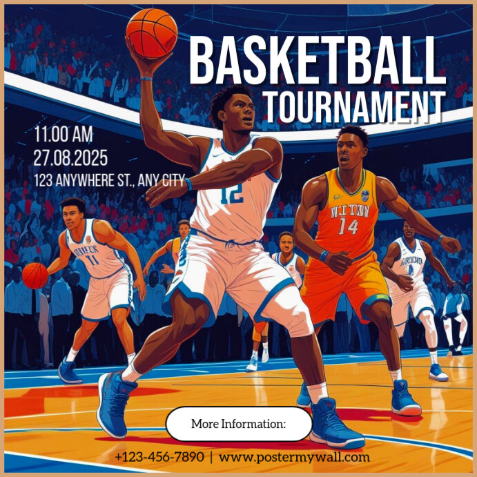 White Ilustratif Basketball Tournament Pos Instagram Template ...