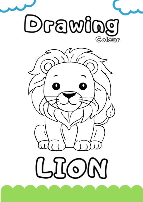 White Ilustratif Drawing Color Books Lion Suitable For Childreen A4 ...