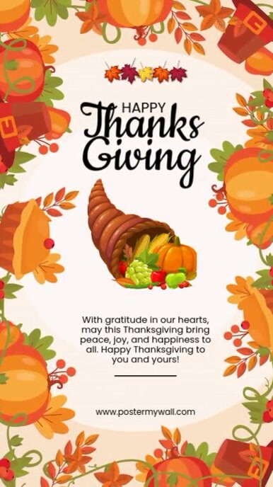 White Ilustratif Happy Thanksgiving Day Reel Instagram Template ...