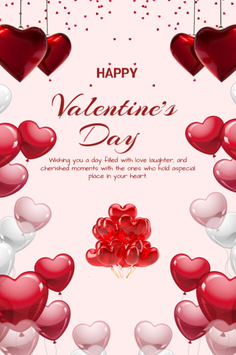 White Ilustratif Happy Valentine Poster Template | PosterMyWall