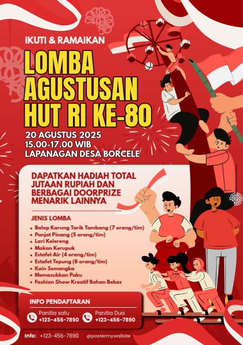 Copy of White Ilustratif Lomba Agustusan Hut Kemerdekaan A4 | PosterMyWall
