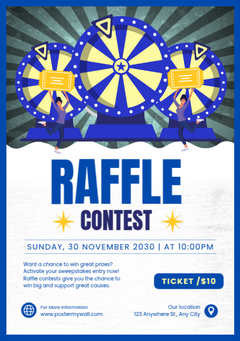 White Ilustratif Raffle Contest A4 Template | PosterMyWall