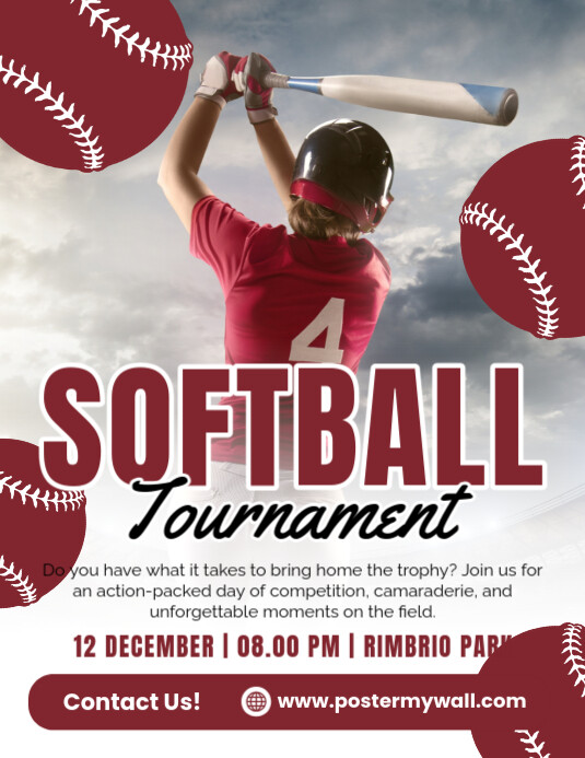 Copy of White Ilustratif Softball Tournament Pamflet (letter As) | PosterMyWall