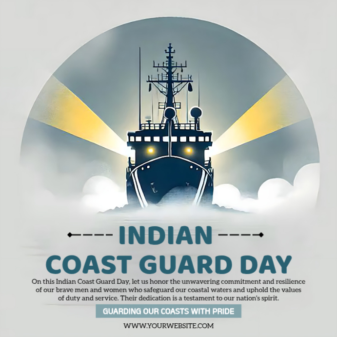 White Indian Coast Guard Day Instagram Post Template | PosterMyWall