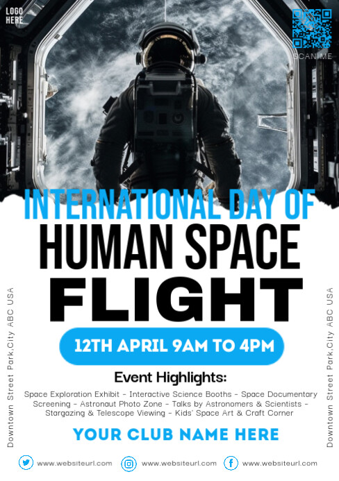 White International Day Of Human Space Flight A5 Template | PosterMyWall