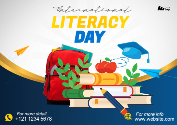 White International Literacy Day Postcard Template | PosterMyWall