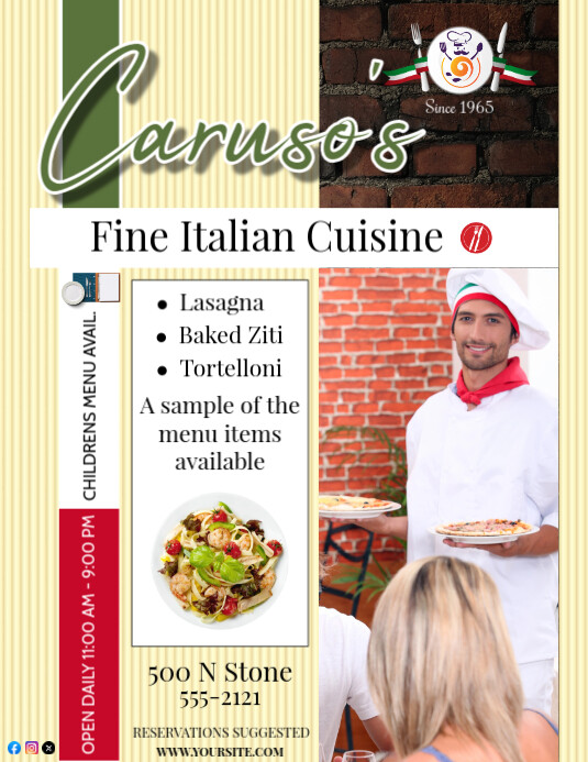Copy of White Italian Restaurant Ad Flyer (us Letter) | PosterMyWall