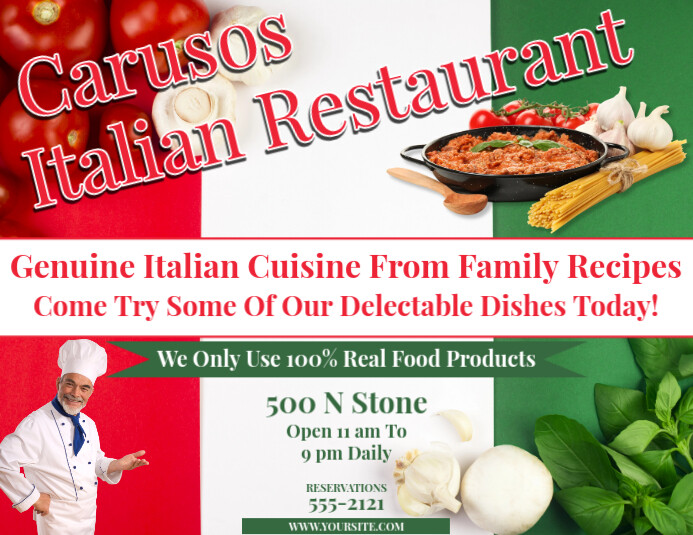 Copy of White Italian Restaurant Ad Flyer Flyer (us Letter) | PosterMyWall