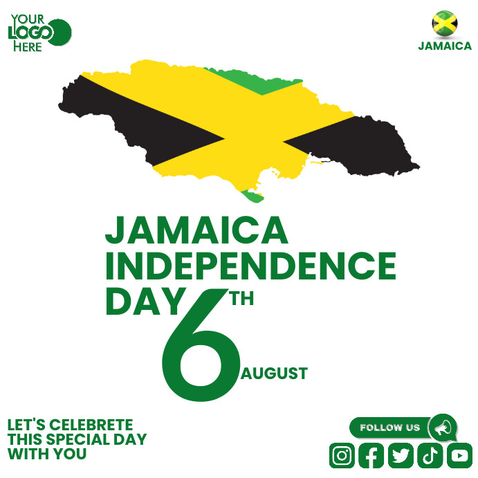 White Jamaica Independence Day Instagram Post Template | PosterMyWall
