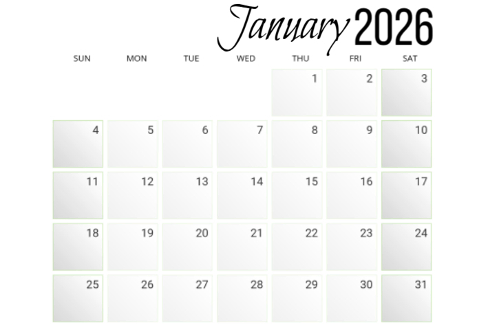 White January 2025 Calendar Planner Printable A4 Template | PosterMyWall
