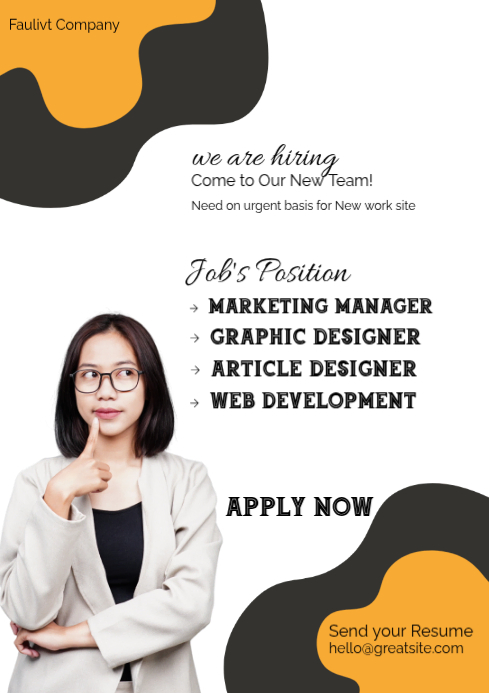 Modello White Job Recruitment A4 happy graphics designer | PosterMyWall