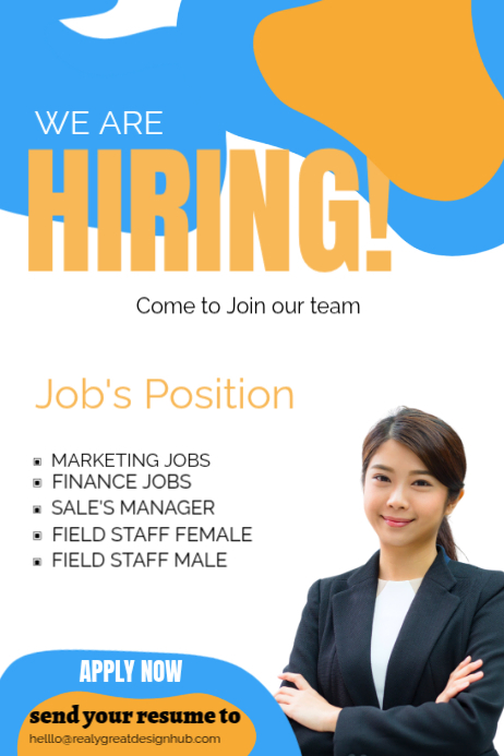 Plantilla de White Job Recruitment Poster grand jobs hub designer ...