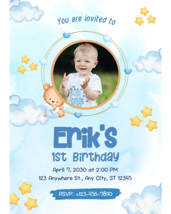 White Joyful 1st Birthday Instagram Portrait Template | PosterMyWall