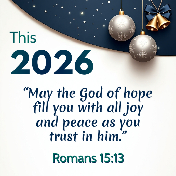 White Joyful 2026 Bible Verse New Year Well Wishes Greeting Flyer ...