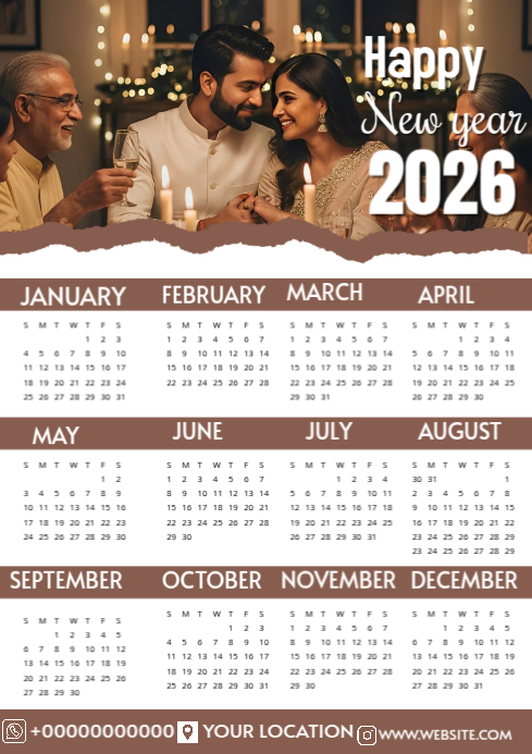 Plantilla de White Joyful 2026 Calendar A4 | PosterMyWall