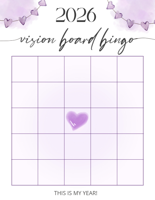 White Joyful 2026 Vision Bingo Board Flyer (us Letter) Template ...
