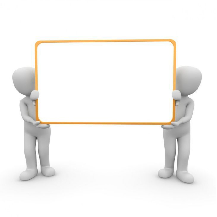 Plantilla de White Joyful 3d Cartoon Characters Holding Blank White ...