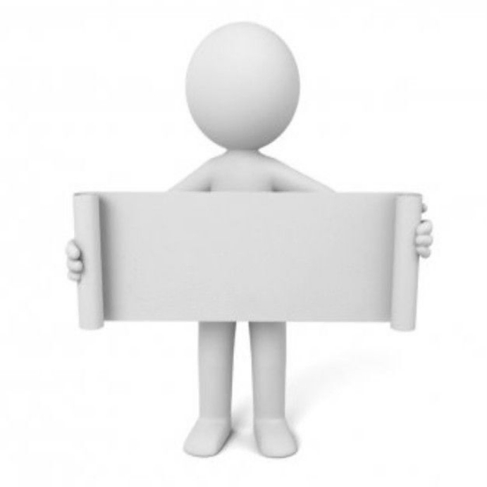 White Joyful 3d Character Holding Blank Banner | Minimalist White ...