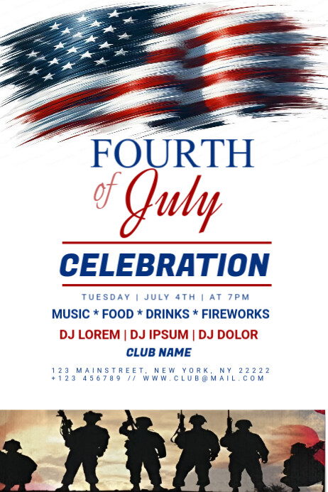 White Joyful 4th July Celebration Poster Template | PosterMyWall