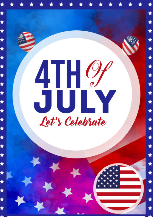 White Joyful 4th Of July A4 Template | PosterMyWall