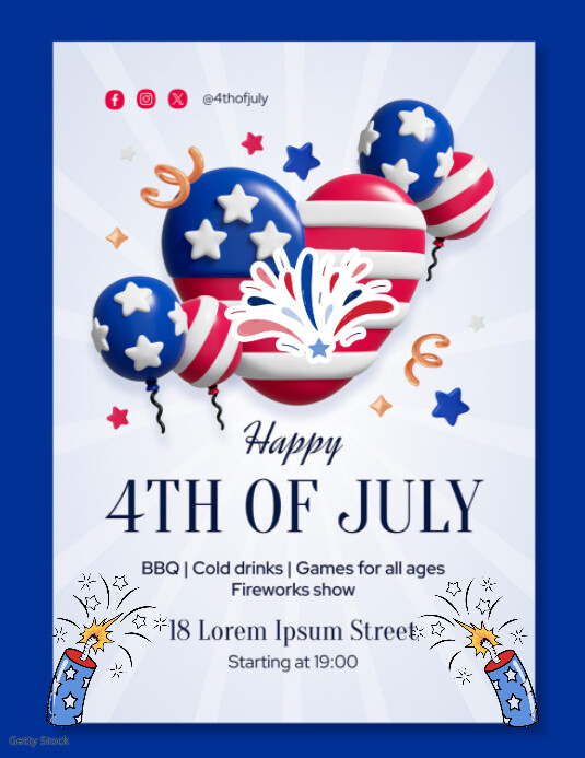 White Joyful 4th Of July Celebration Event Flyer Flyer (us Letter ...