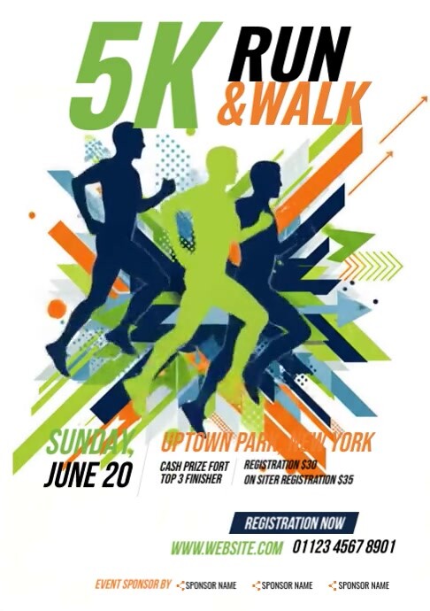White Joyful 5k Run & Walk A4 Template | PosterMyWall