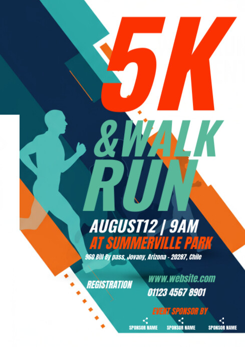 White Joyful 5k Run Flyer Template A4 | PosterMyWall