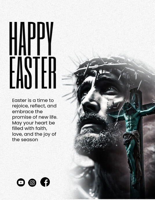 White Joyful A Happy Easter Flyer Design Flyer (us Letter) Template ...