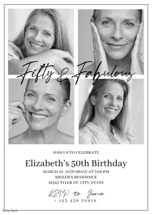 White Joyful Adult Birthday A4 Template | PosterMyWall